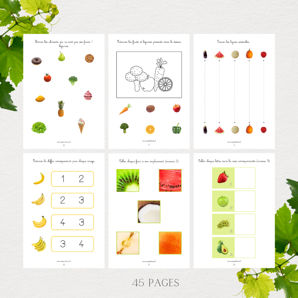 Mon livret d’activités : FRUITS ET LÉGUMES – Mes petits livrets